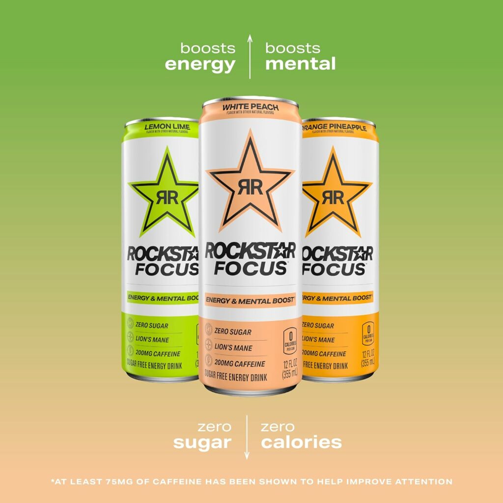 Rockstar Focus White Peach, 12 Oz Can - Beverage for You