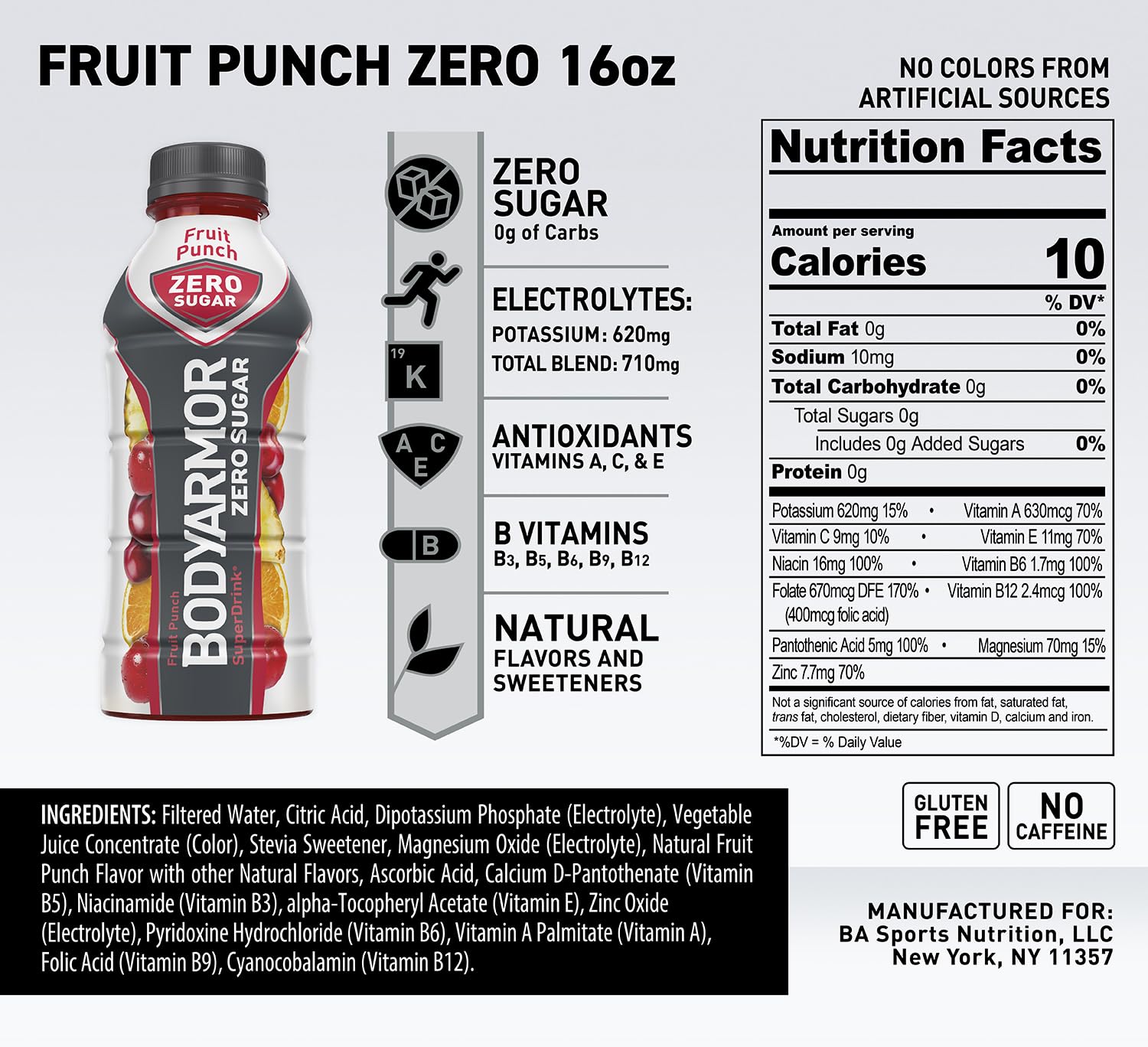 BODYARMOR Zero Sugar Fruit Punch: Water Infused Hydration